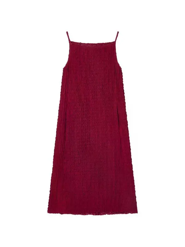 STUDIO TOMBOY Textured Tie-waist Midi Dress - Red