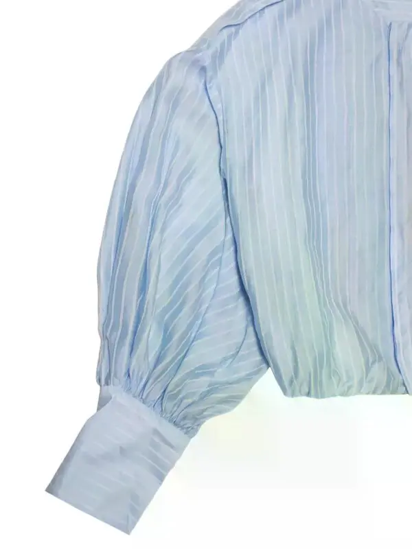 THELATEST Striped Puff-sleeve Blouse - Blue