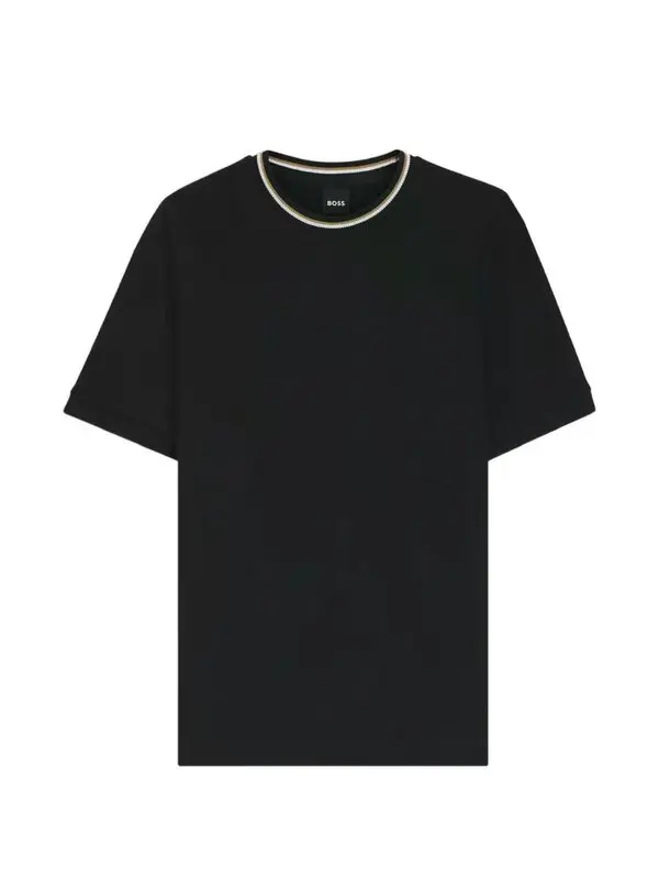BOSS Stripe-trim T-shirt - Black