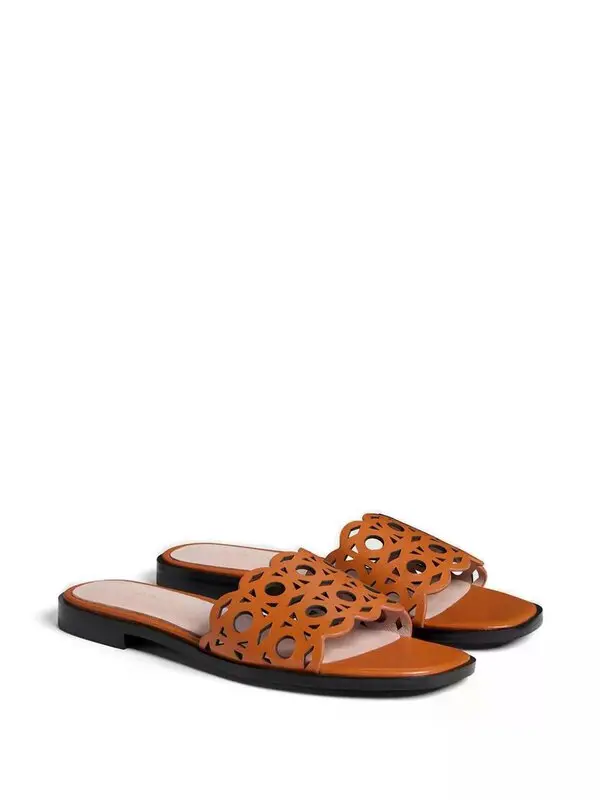 COCCINELLE Essential Cut-out Scalloped-edge Sandals - Brown