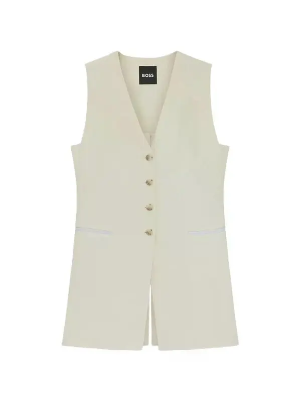 BOSS Button-fastening Sleeveless Waistcoat - Neutrals
