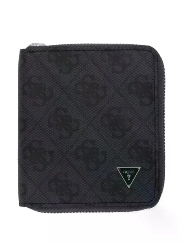 Guess Monogram-print Logo-plaque Wallet - Grey