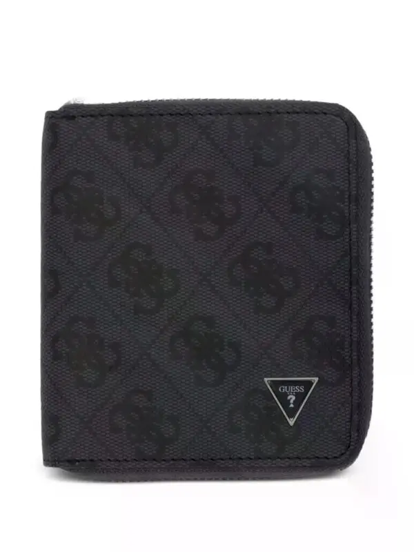 Guess Monogram-print Logo-plaque Wallet - Grey