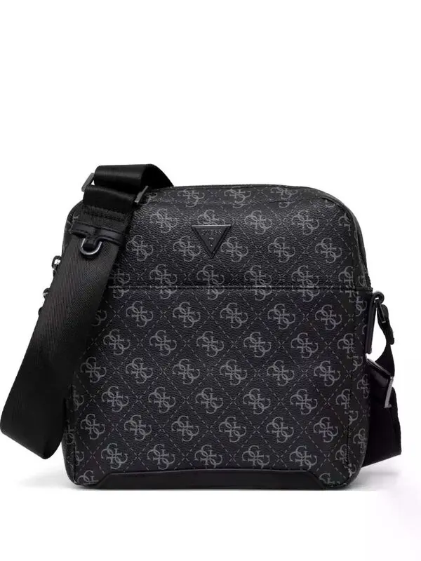 Guess Logo Patterned Messenger Bag - Black