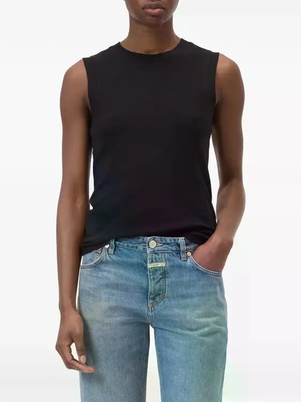Closed Sleeveless Top - Black