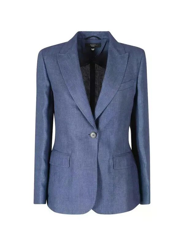 Max Mara Single-breasted Linen Blazer - Blue