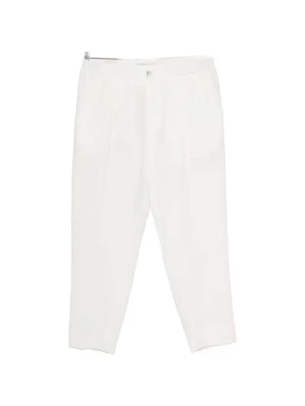 BRIGLIA 1949 Pleated Cropped Trousers - White