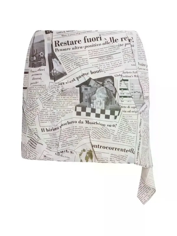 Moschino Newspaper-print Cotton Mini Skirt - Grey