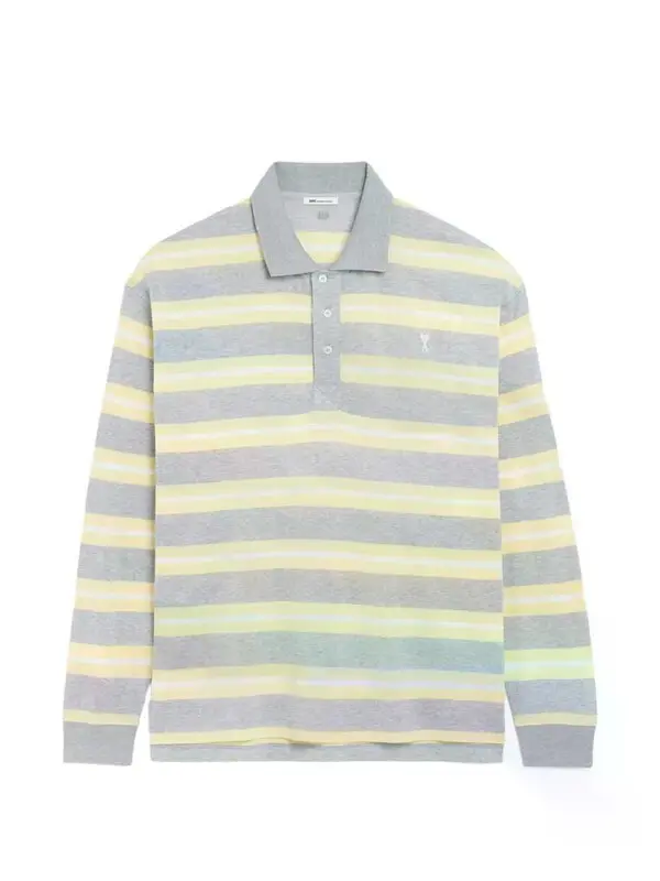 AMI Paris Striped Mercerised-jersey Polo Shirt