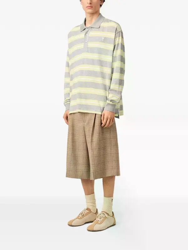 AMI Paris Striped Mercerised-jersey Polo Shirt