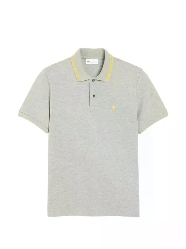 Ami Cotton De Coeur Polo - Grey