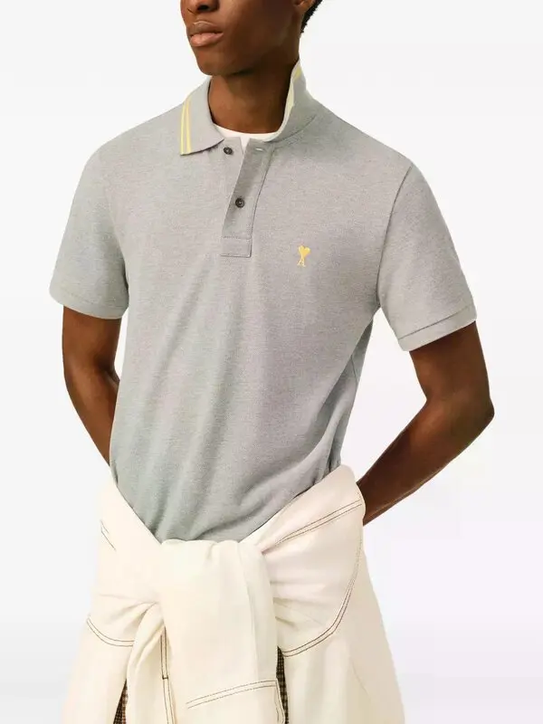 AMI Paris De Coeur Short-sleeves Polo Shirt - Grey