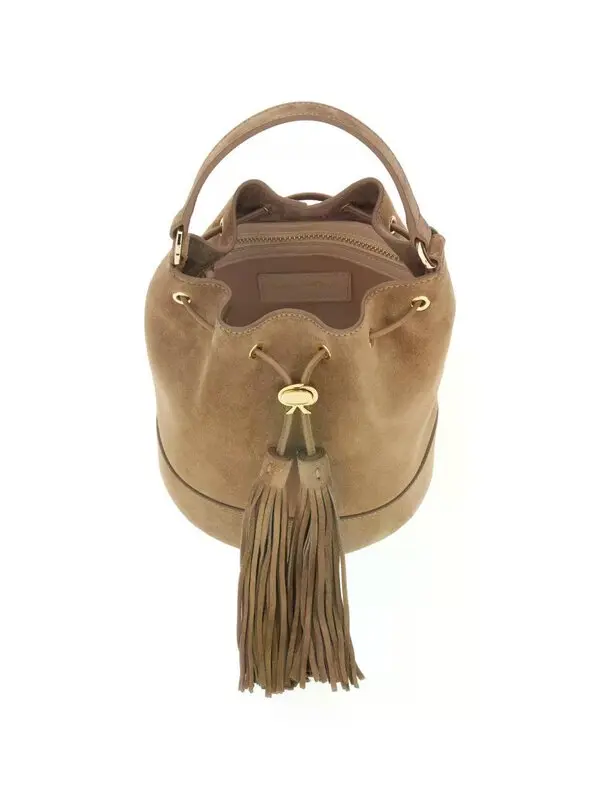 GIANVITO ROSSI Sienna Tassel-detail Bucket Bag - Neutrals