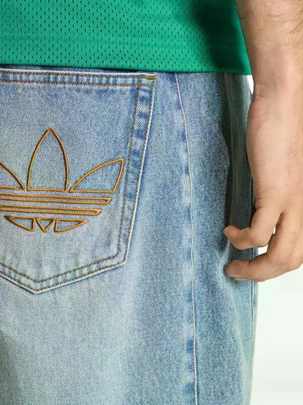 Adidas Trefoil-embroidered 3-stripes Wide Leg Jeans