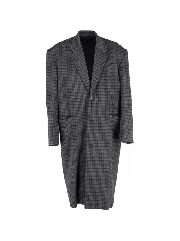 Balenciaga 2023 Houndstooth Oversized Coat - Grey