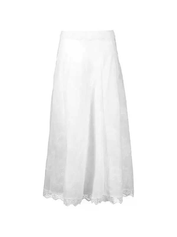 Waimari Kaluha Lace-trimmed Embroidered Maxi Skirt - White
