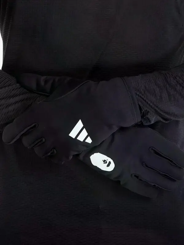 Adidas X Bape Camo Logo-print Gloves - Black