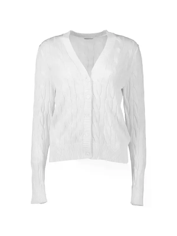 Minnie Rose Classic Cable Knit Cardigan - White