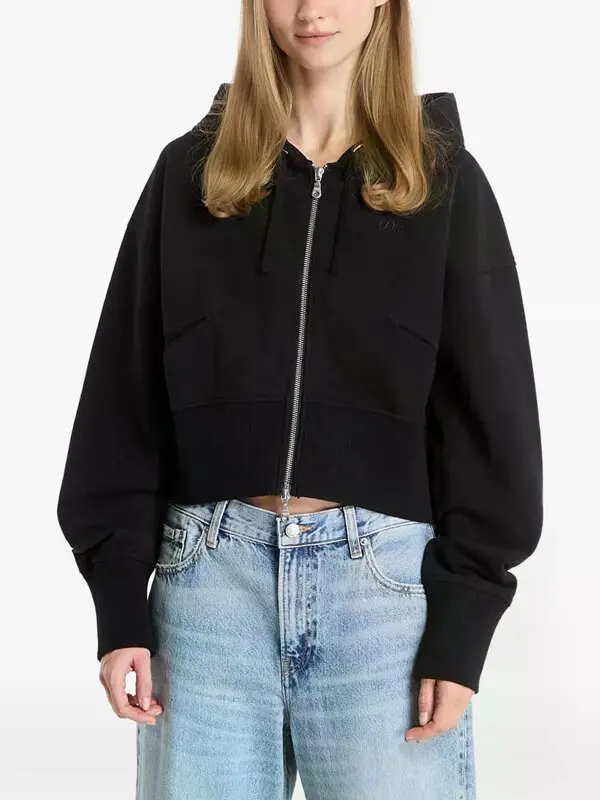 DIME Cropped Zip-up Hoodie - Black