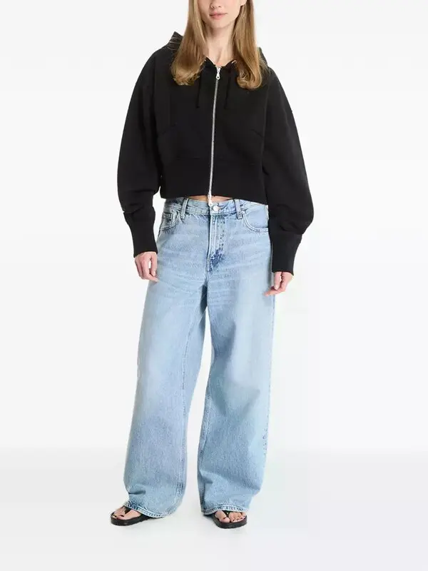 DIME Cropped Zip-up Hoodie - Black