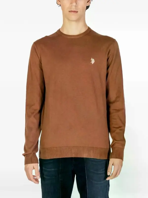 U.s. Polo Assn. Crew-neck Sweatshirt With Logo Embroidery - Brown
