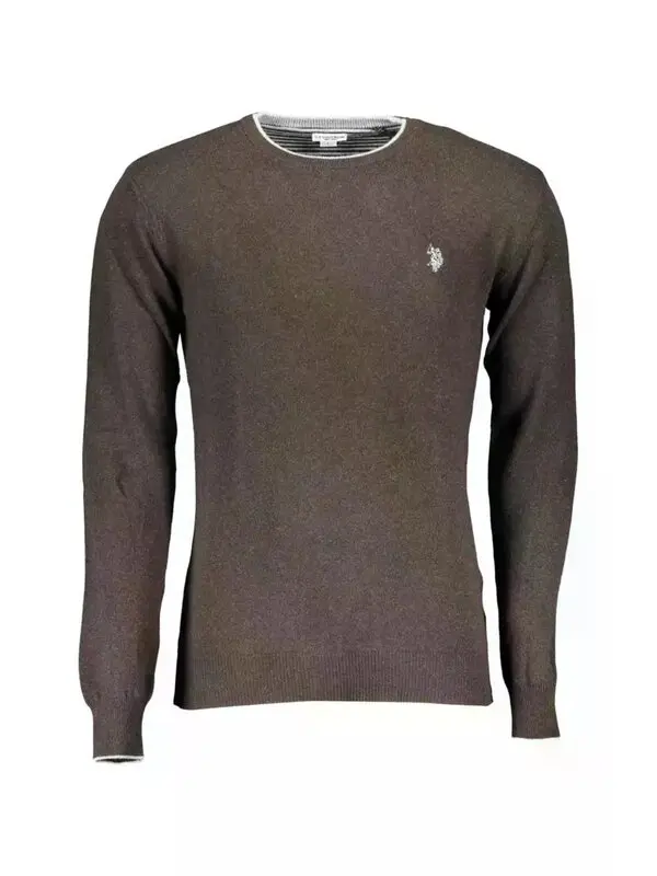 U.s. Polo Assn. Embroidered-logo Crew-neck Sweater - Brown