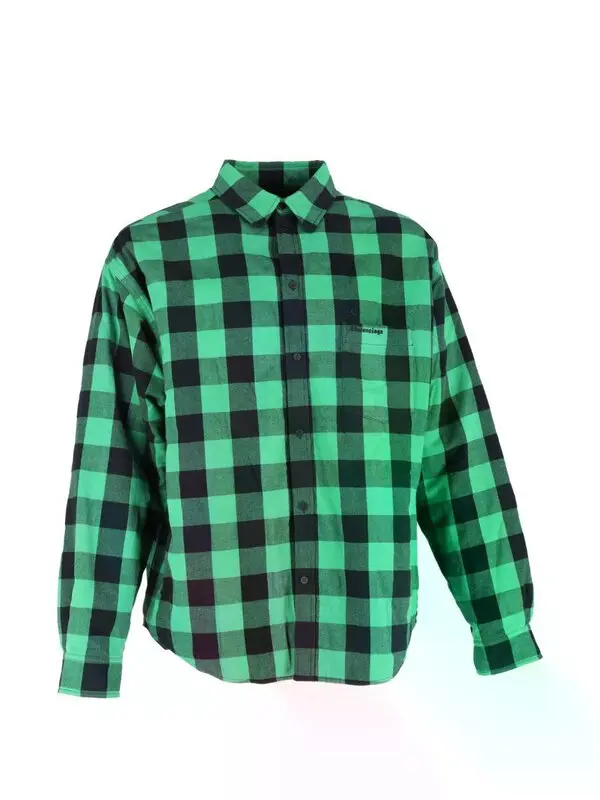 Balenciaga 2023 Buffalo Check Padded Shirt - Green