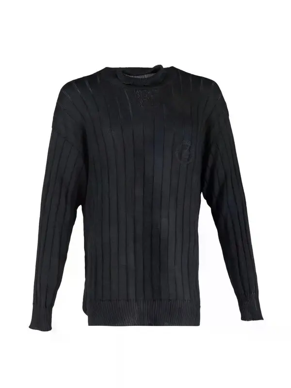 Balenciaga Crest-embroidered Ribbed Sweater
