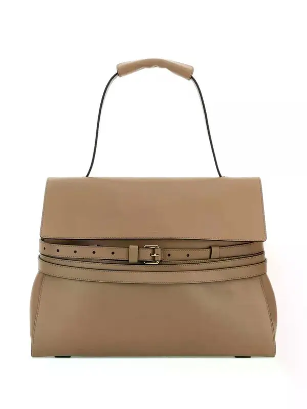 Moschino Belted Leather Shoulder Bag - Neutrals