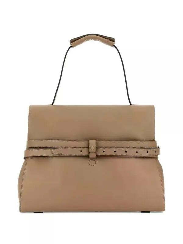 Moschino Belted Leather Shoulder Bag - Neutrals
