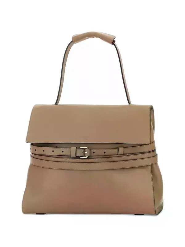 Moschino Belted Leather Shoulder Bag - Neutrals