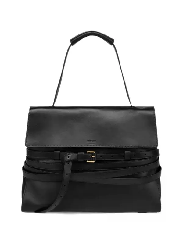 Moschino Belted Leather Shoulder Bag - Neutrals
