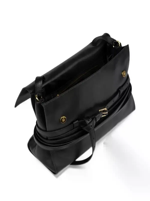 Moschino Belted Leather Shoulder Bag - Neutrals