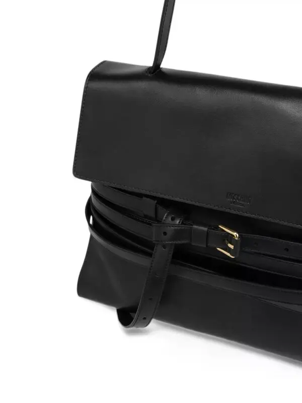 Moschino Belted Leather Shoulder Bag - Neutrals