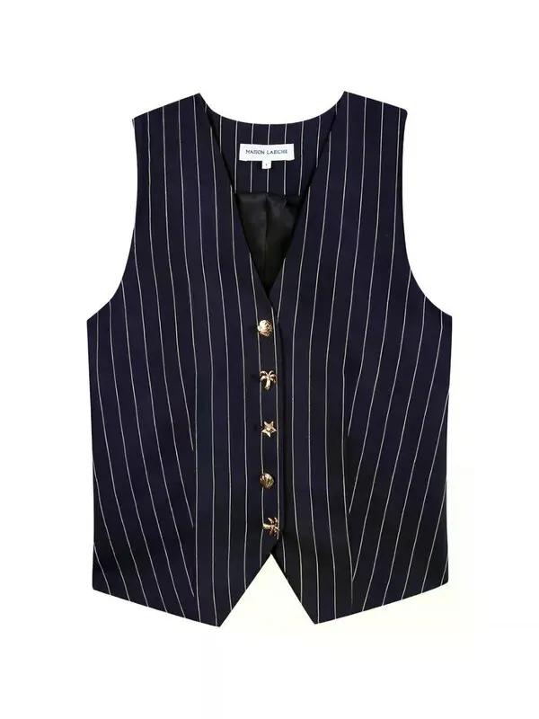 Maison Labiche Pinstripe Vest - Blue