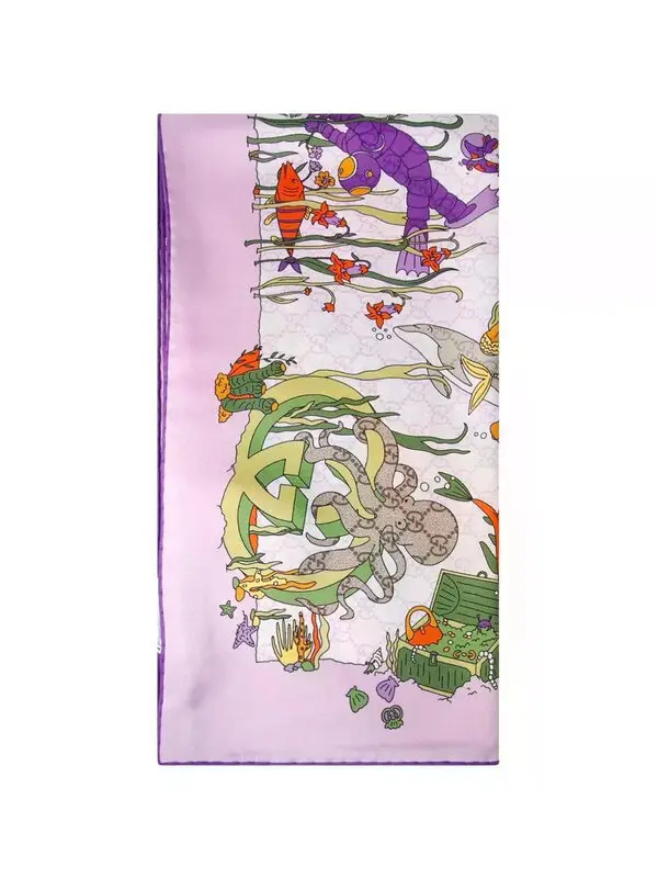 Gucci Silk Scarf - Purple