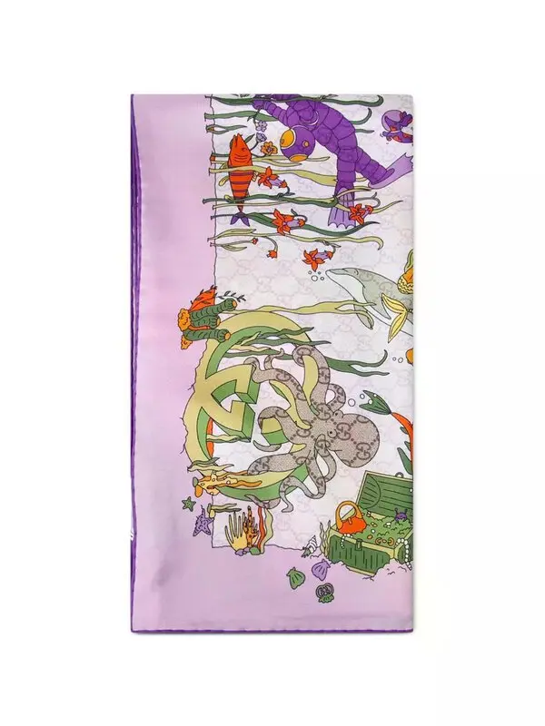 Gucci Silk Scarf - Purple