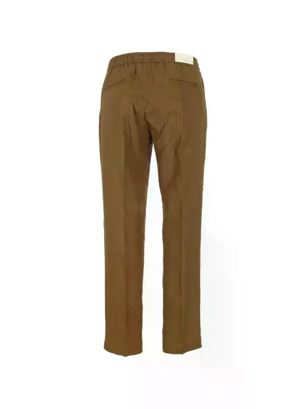 MICHAEL COAL Drawstring-waist Linen Trousers - Brown