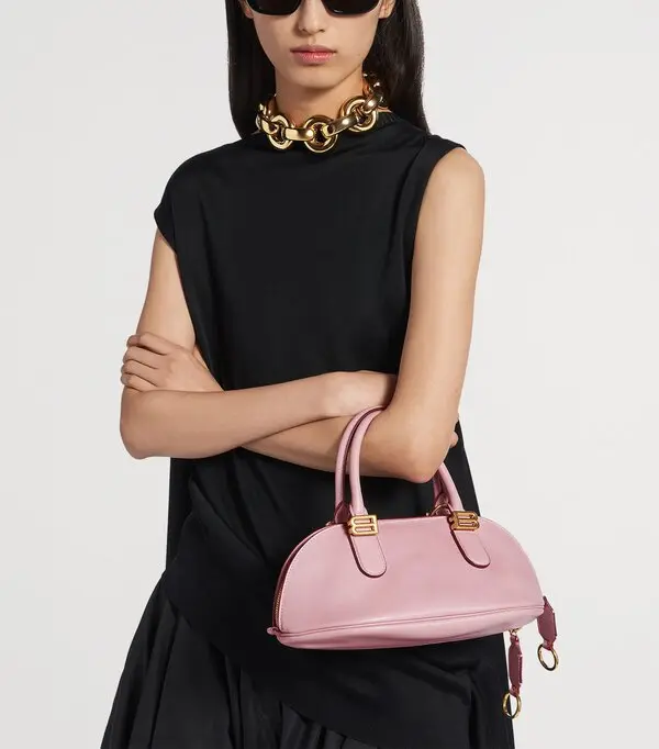 Balenciaga Mini Leather Bolero Bowling Bag - Pink