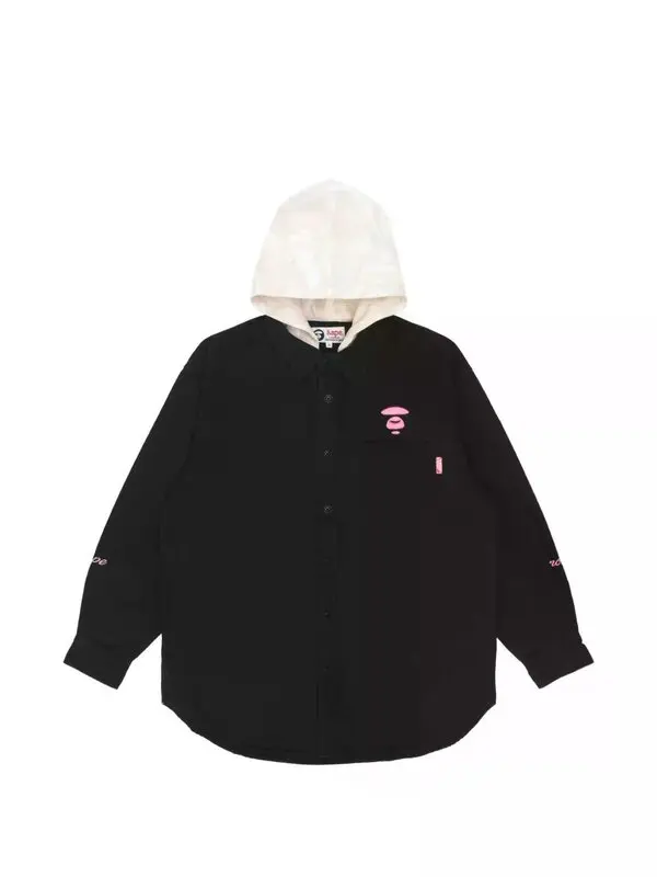 AAPE BY *A BATHING APE Moonface Embroidered-logo Hooded Shirt - Black