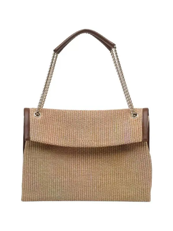 ORTIGNI Midi Venus Leather-trim Shoulder Bag - Neutrals