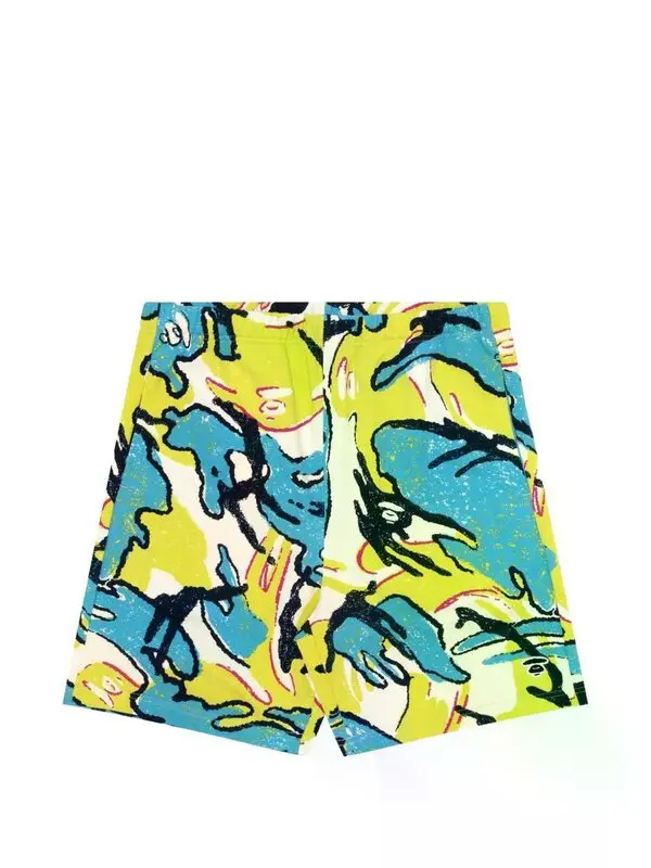 AAPE BY *A BATHING APE Graphic-print Logo-patch Shorts - Yellow