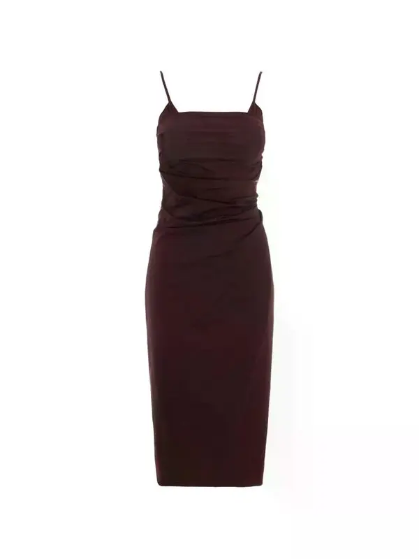 Patrizia Pepe Ruched Spaghetti-strap Midi Dress - Brown