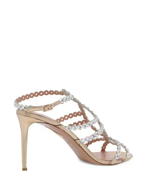 AQUAZZURA Mooncrush Crystal-embellished Sandals - Gold