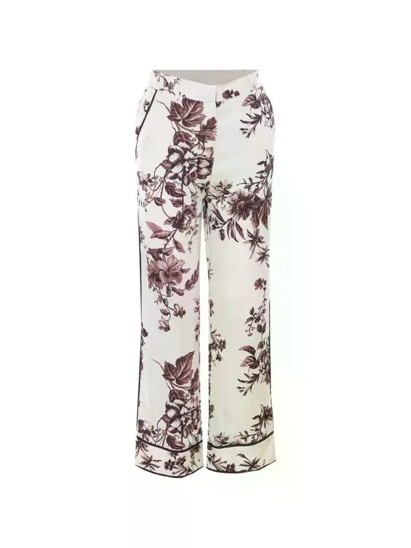 Liu Jo Floral Print Wide Leg Trousers - Neutrals