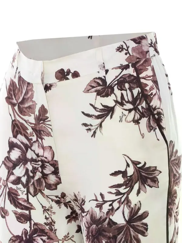 Liu Jo Printed Satin Wide Leg Trousers With Contrast Piping - Neutrals