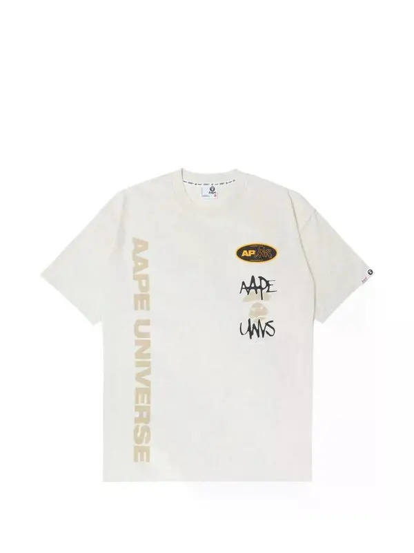 AAPE BY *A BATHING APE Moonface Logo-print T-shirt - Neutrals