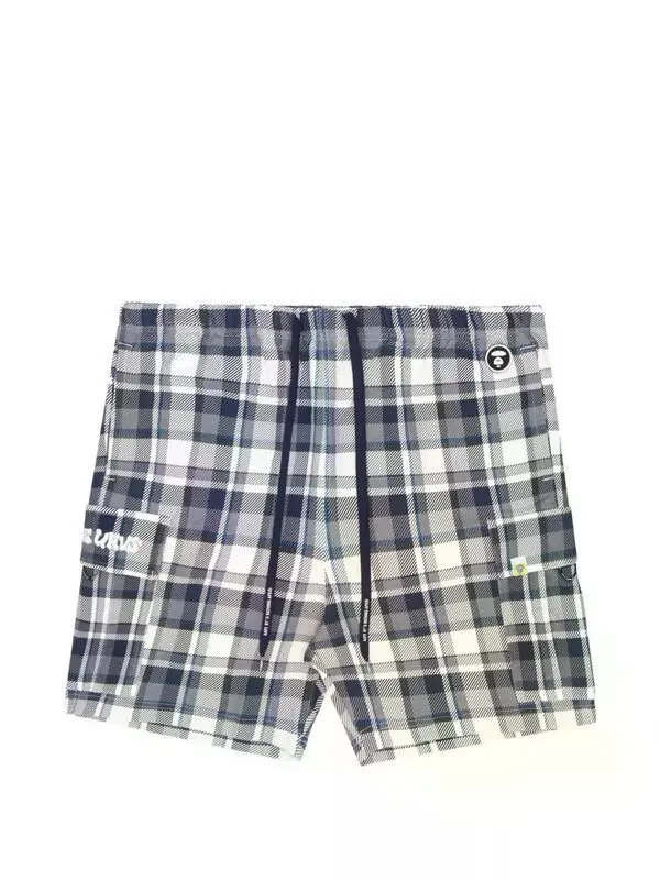 AAPE BY *A BATHING APE Moonface Check Cargo Shorts - Blue