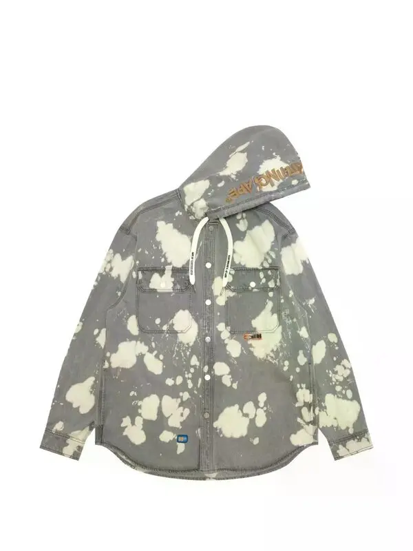 AAPE BY *A BATHING APE Splatter-print Hooded Shirt - Grey