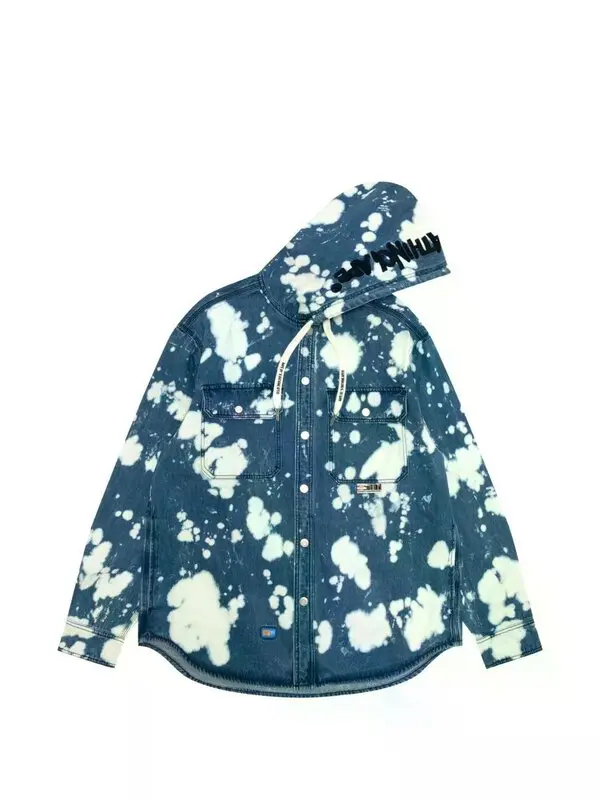 AAPE BY *A BATHING APE Aapeunvs Splatter-print Hooded Shirt - Blue